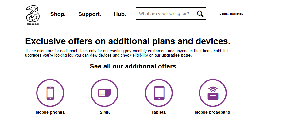 Three's existing customer offers: Big savings on extra contracts