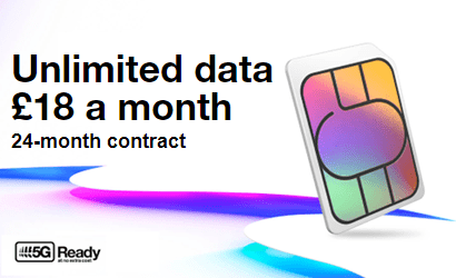 Three unlimited data SIM only from £18 a month: order the deal
